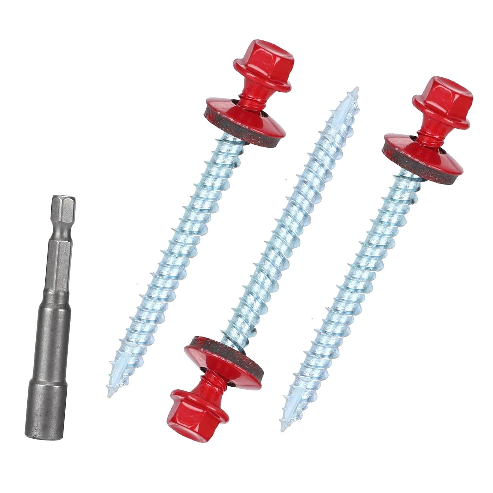 Highcool Metal Roofing Fasteners 10 x 2 inches, Red Hexagonal Sheet ...