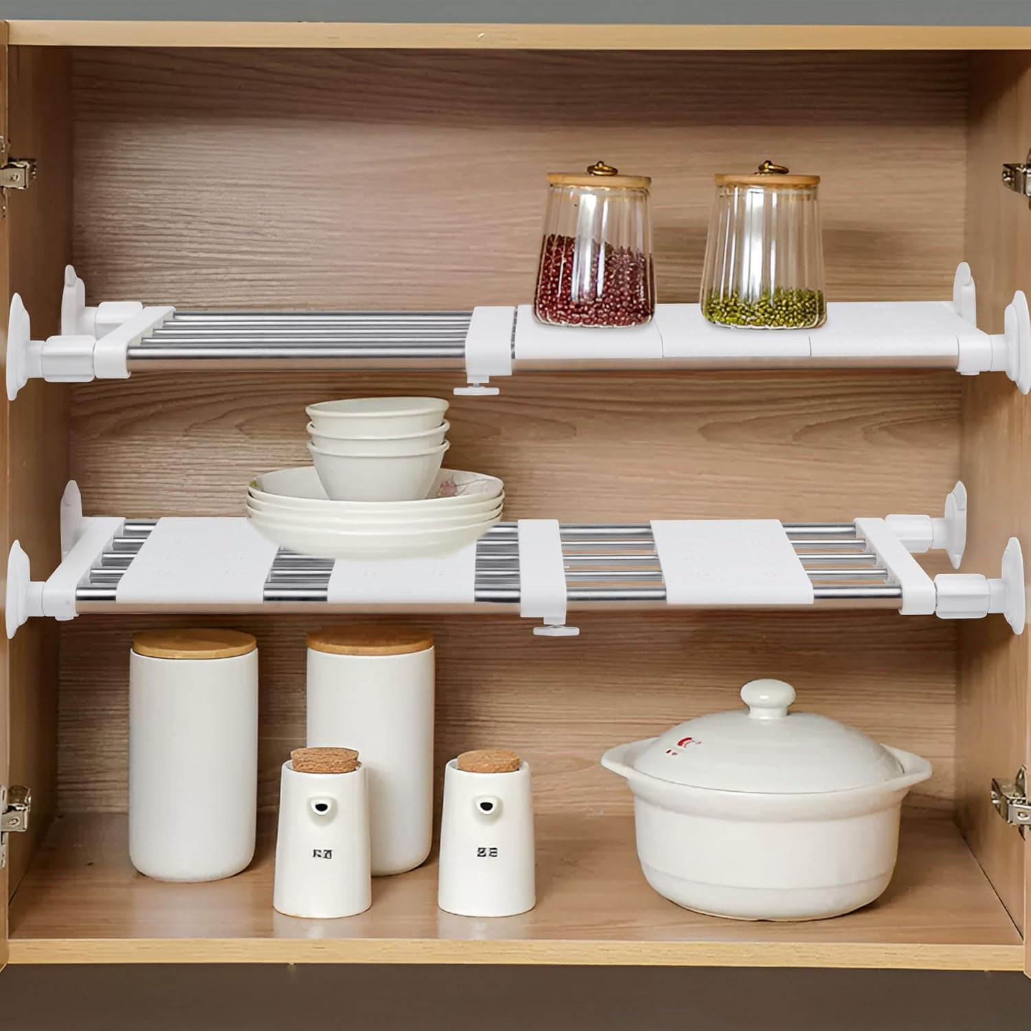 Highcool Metal Storage Rack Organizer, Expandable Closet Tension Shelf ...