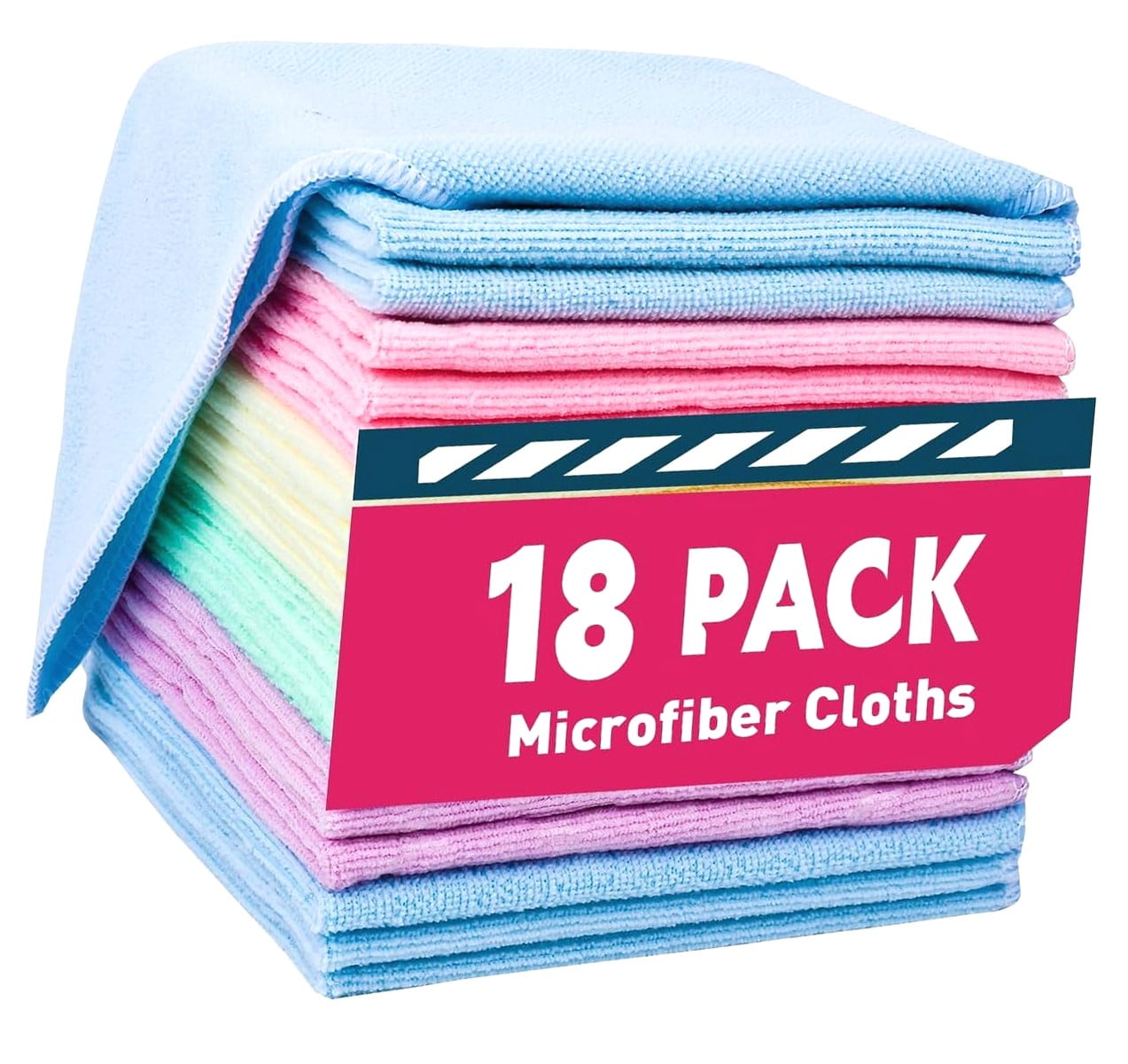 Highcool Microfiber Cleaning Cloths-18 Pack, Cleaning Rags, Microfiber ...
