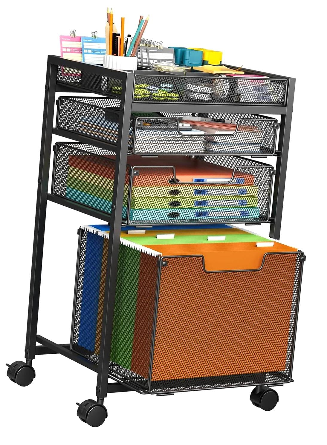 Highcool Mobile File Cart with 3 Storage Drawers, DIY Divider, and ...