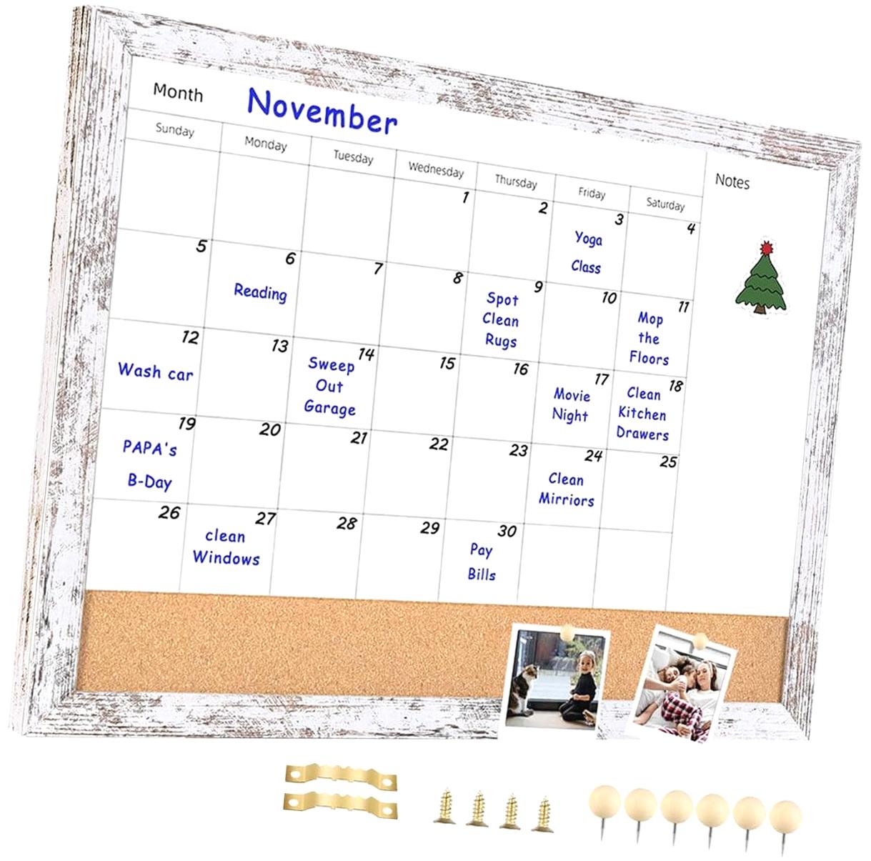 Highcool Monthly Calendar White Board & Cork Bulletin Board, 13" x 17 ...