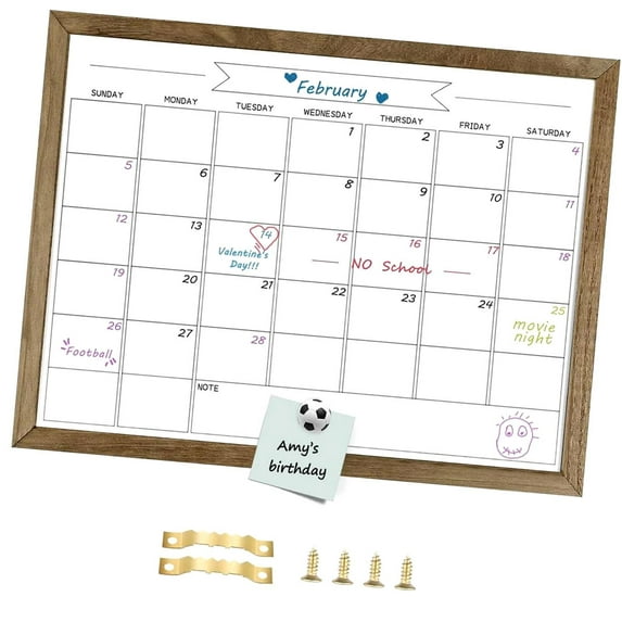 Highcool Monthly Calendar Whiteboard, Wall-Mounted Surface in White ...
