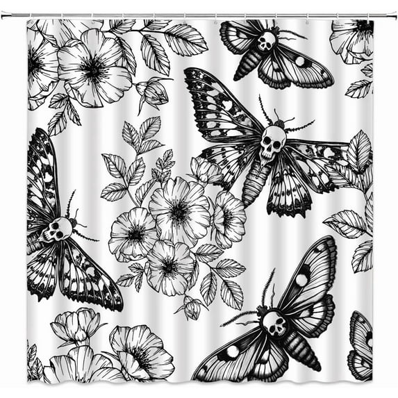 Highcool Moth Shower Curtain Scary Retro Floral Botanical Leaves ...