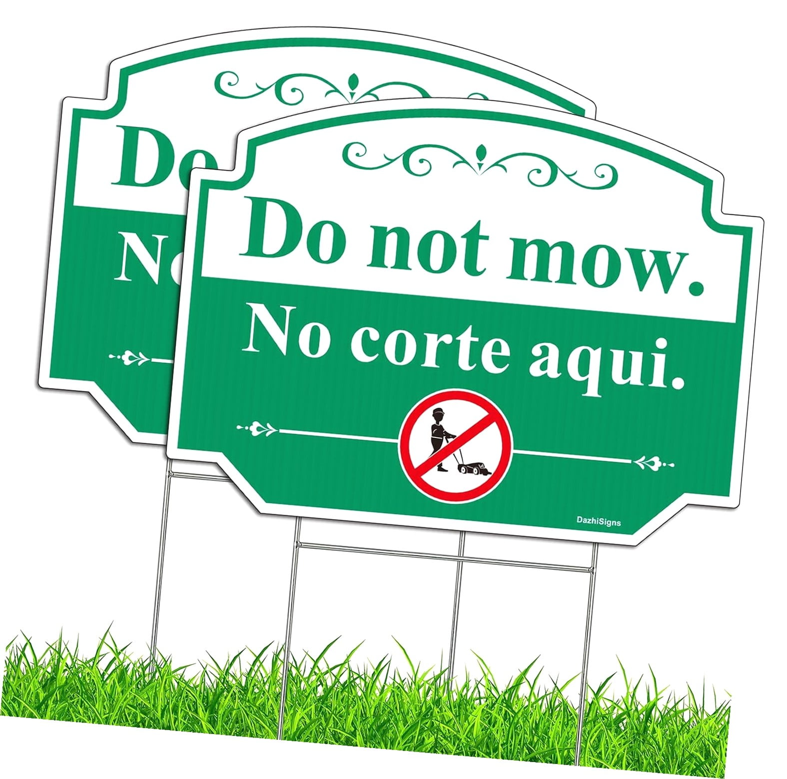 Highcool Do Not Mow Yard Sign with Stake, 2-Piece No Mowing Sign ...