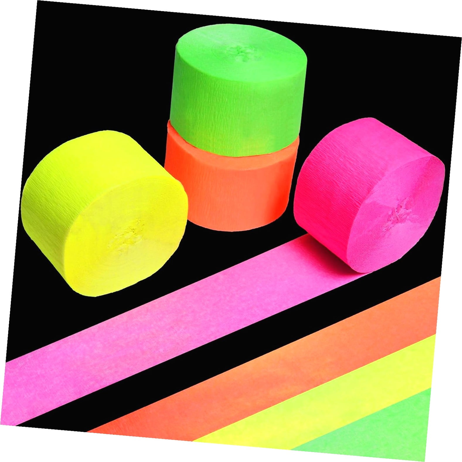 Highcool Neon Streamers Crepe Paper, UV Reactive Fluorescent Streamers ...