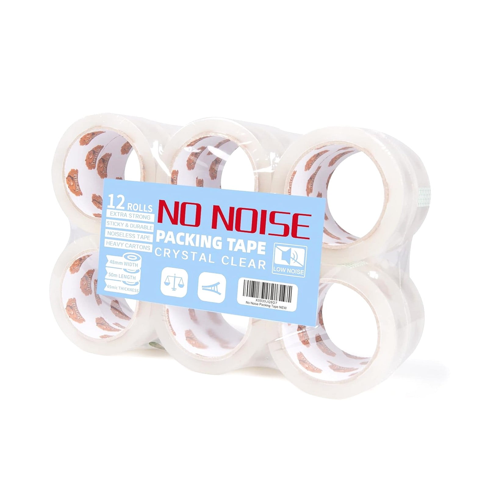 Highcool No Noise Clear Packing Tape, Quiet Packaging Tape Refill Rolls ...