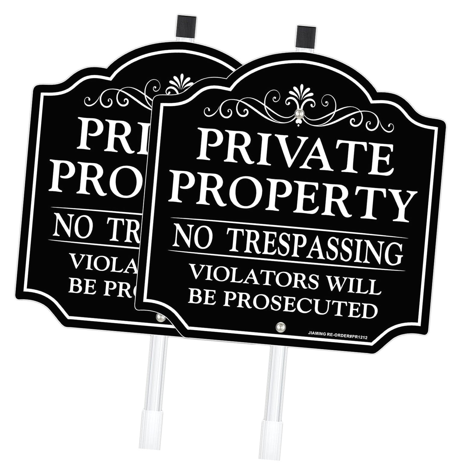 Highcool No Trespassing Signs with 36" Stakes (2-Pack) 12x12 Inch ...