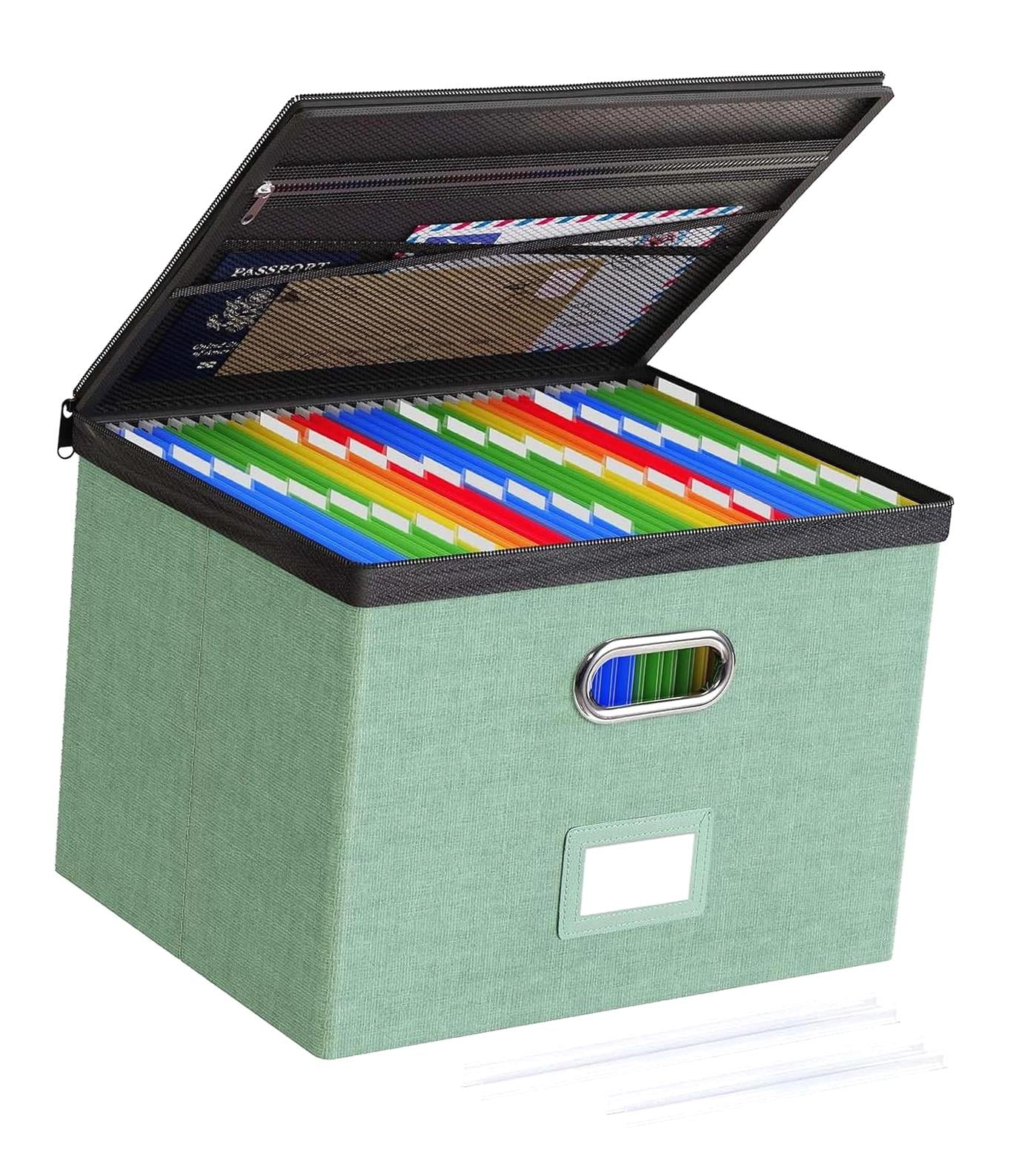 Highcool One Large File Organizing Box with Lid, Mesh Pocket File ...