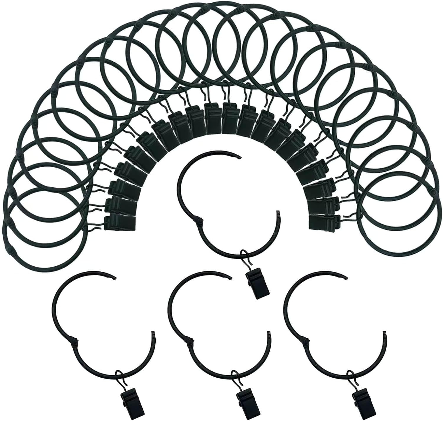 Highcool Openable Curtain with Clips 1. inch Interior Diameter 24 Pack ...