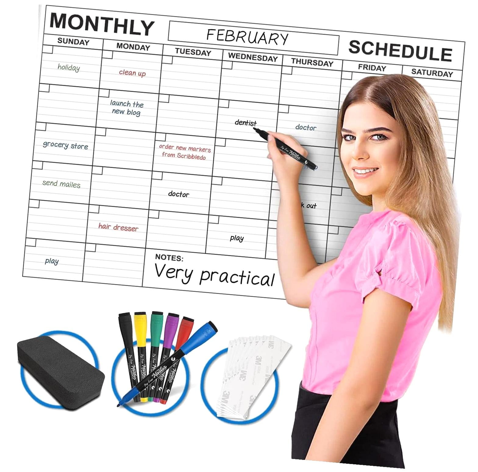 Highcool Oversized 24"x36" Whiteboard Wall Calendar for 2025, Featuring ...