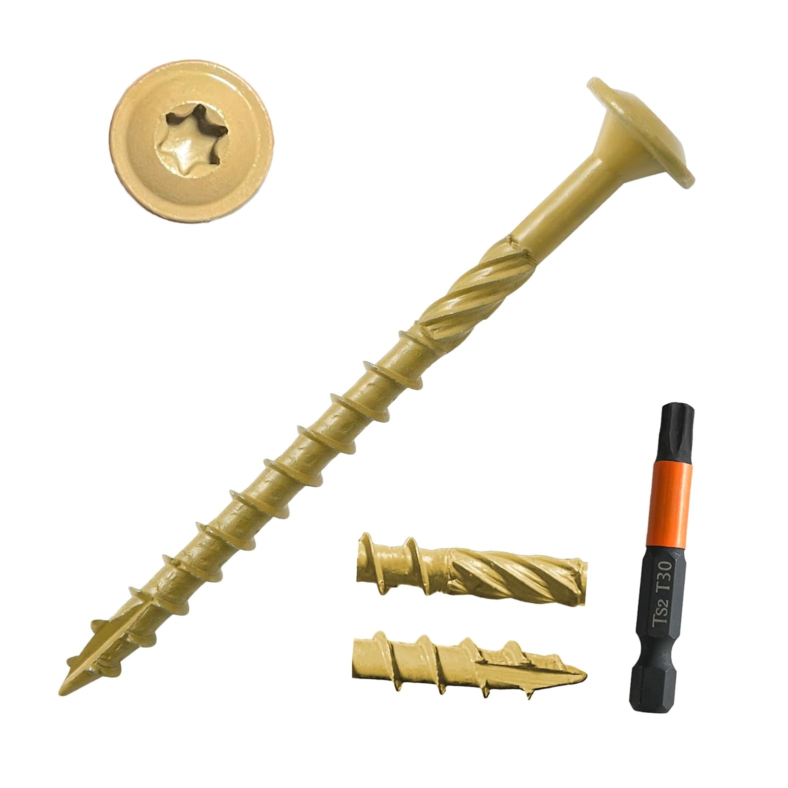 Highcool [Pack of 100] #14 3" Wood Structural Lag Screws, Bronze Star ...