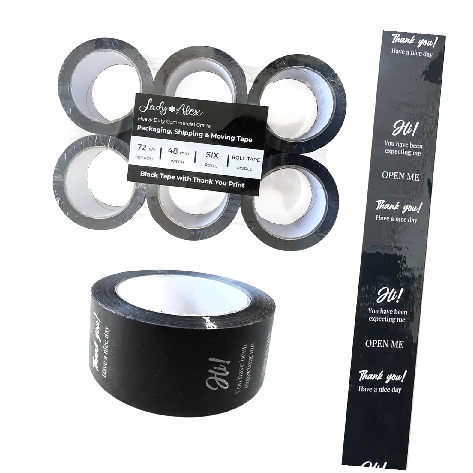 Highcool Packing Tape with Thank You Print 6-Roll Pack Tape with White ...