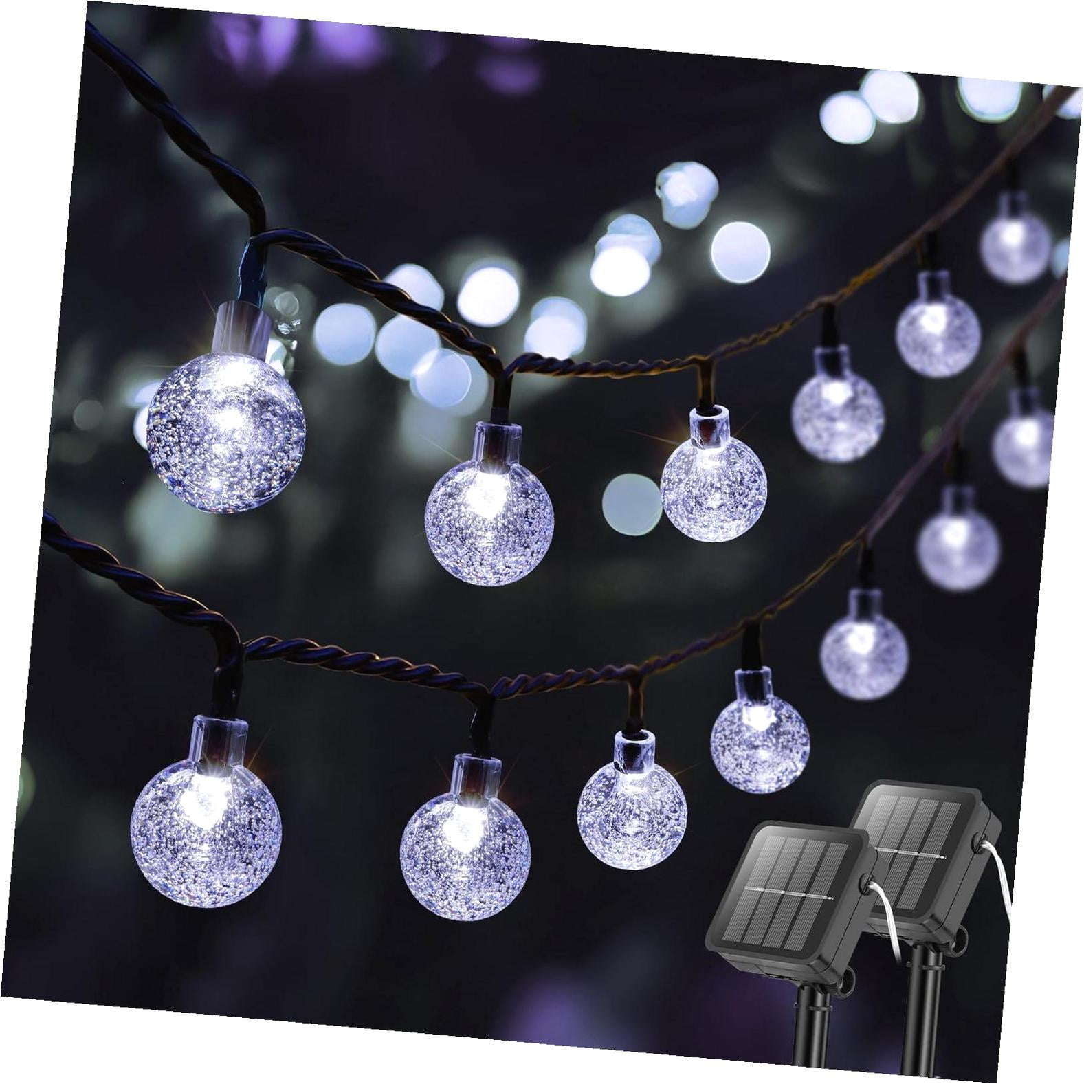 Highcool Pair of Solar Strand Lights, Total 72 Feet with 120 Crystal ...