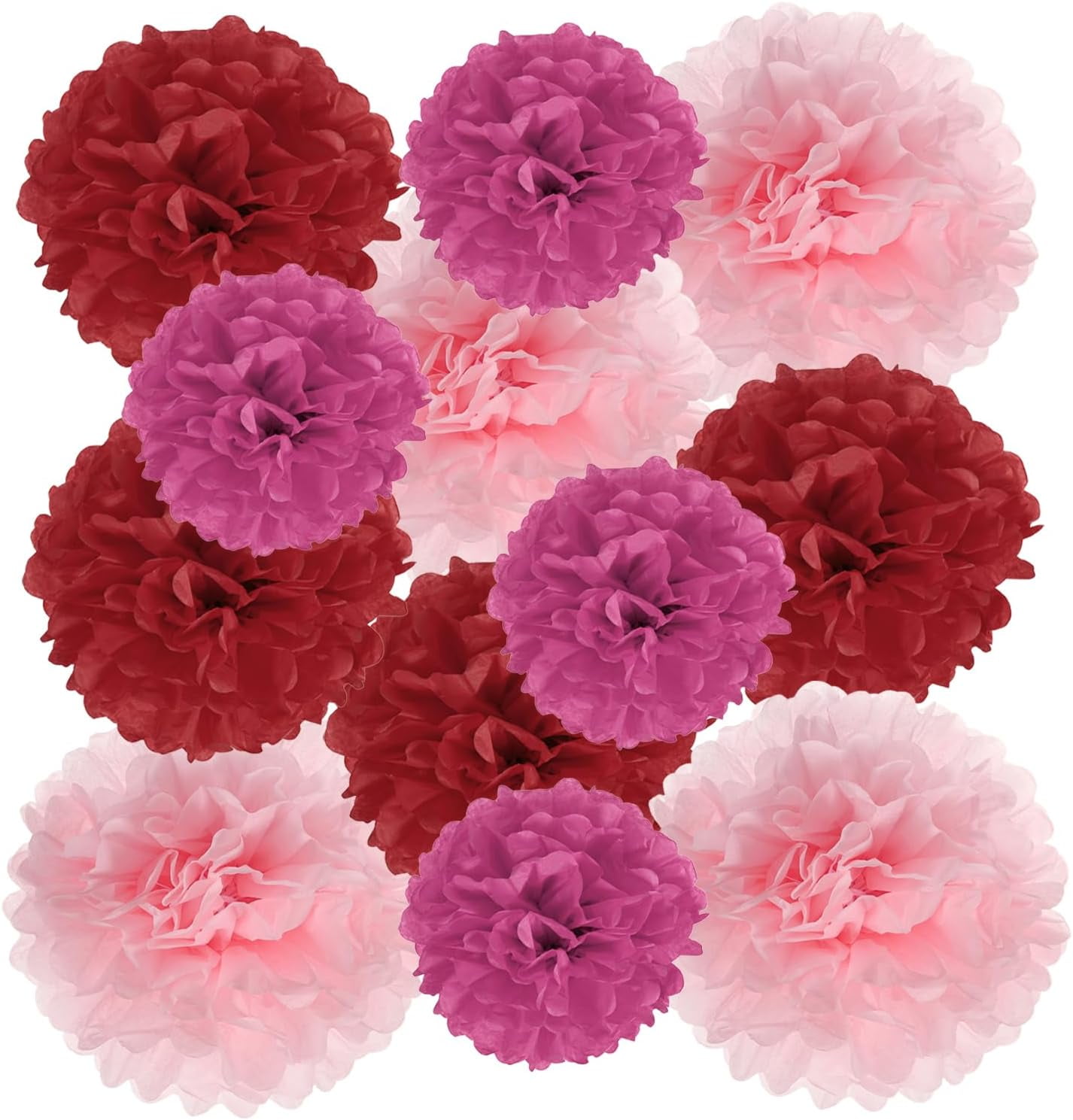 Highcool Paper Pom Poms Set, 15 Pcs Paper Kit 3 Sizes for Birthday ...