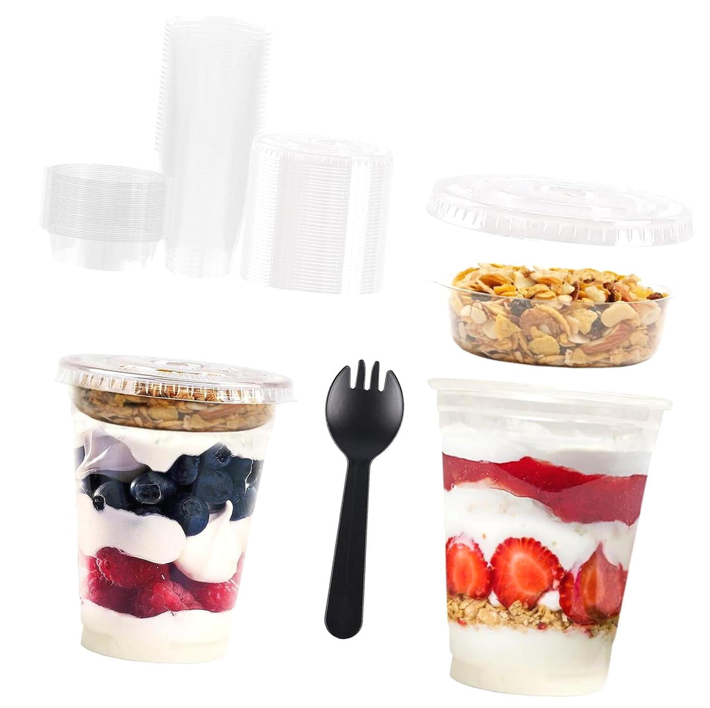 Highcool Parfait Cups - 12 Oz - 50 Pack - Dessert Cups With Flat ...
