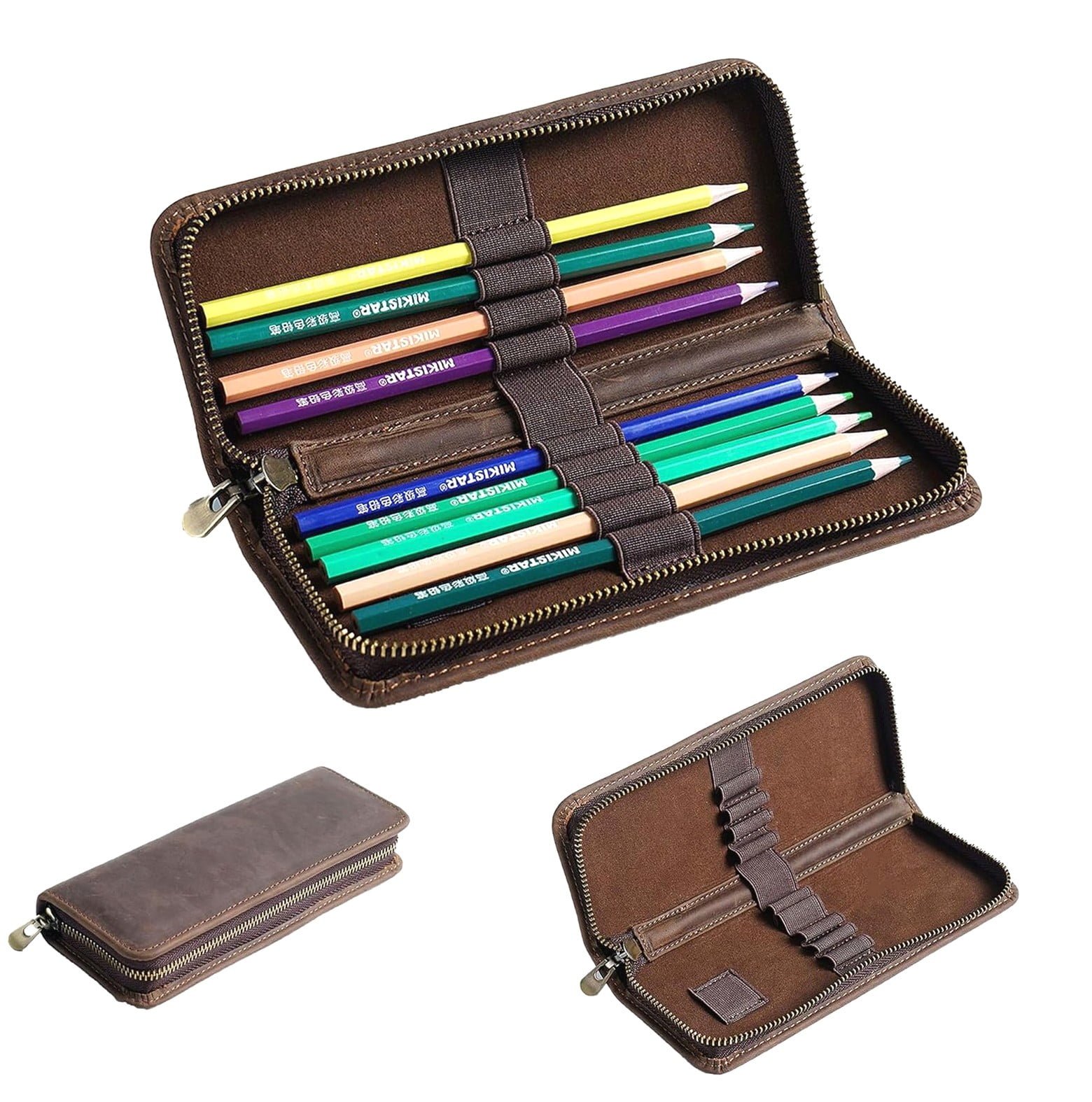 Highcool Pencil Case Organizer, 10 Wooden Pencils Pen Storage Case for ...