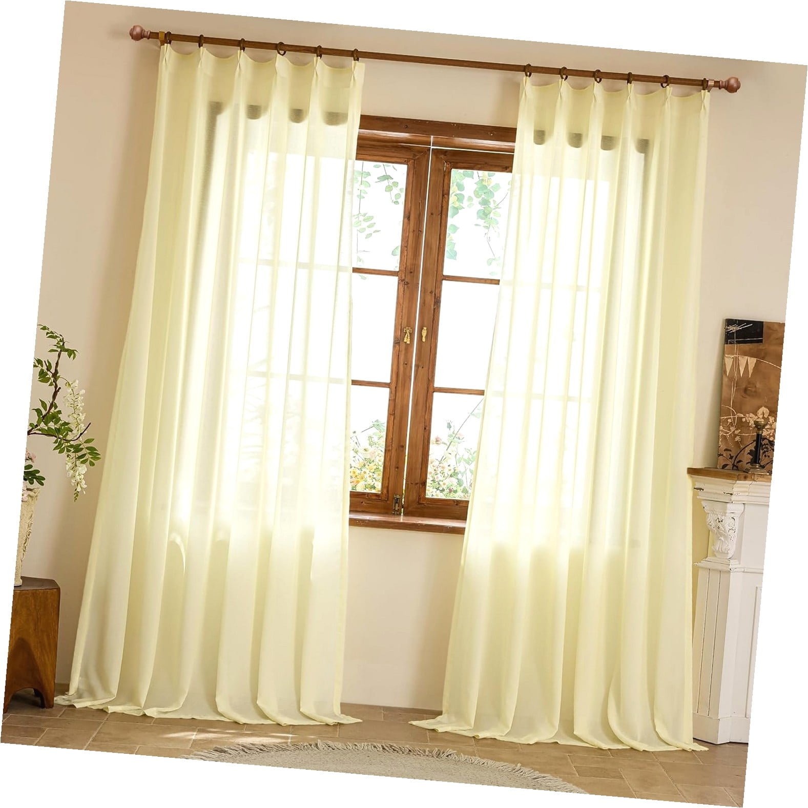 Highcool Pinch Pleated Sheer Curtains 120 Inches Long 2 Panels Set ...