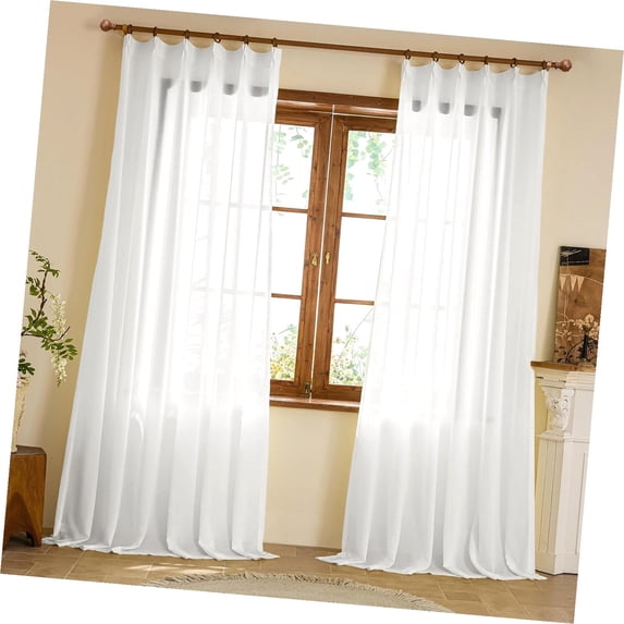Highcool Pinch Pleated White Sheer Curtains 108 Inch Length 2 Panels ...