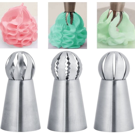 Highcool Piping Tips Set, 3Pcs Cake Cupcake Supplies Kit, Steel Icing ...
