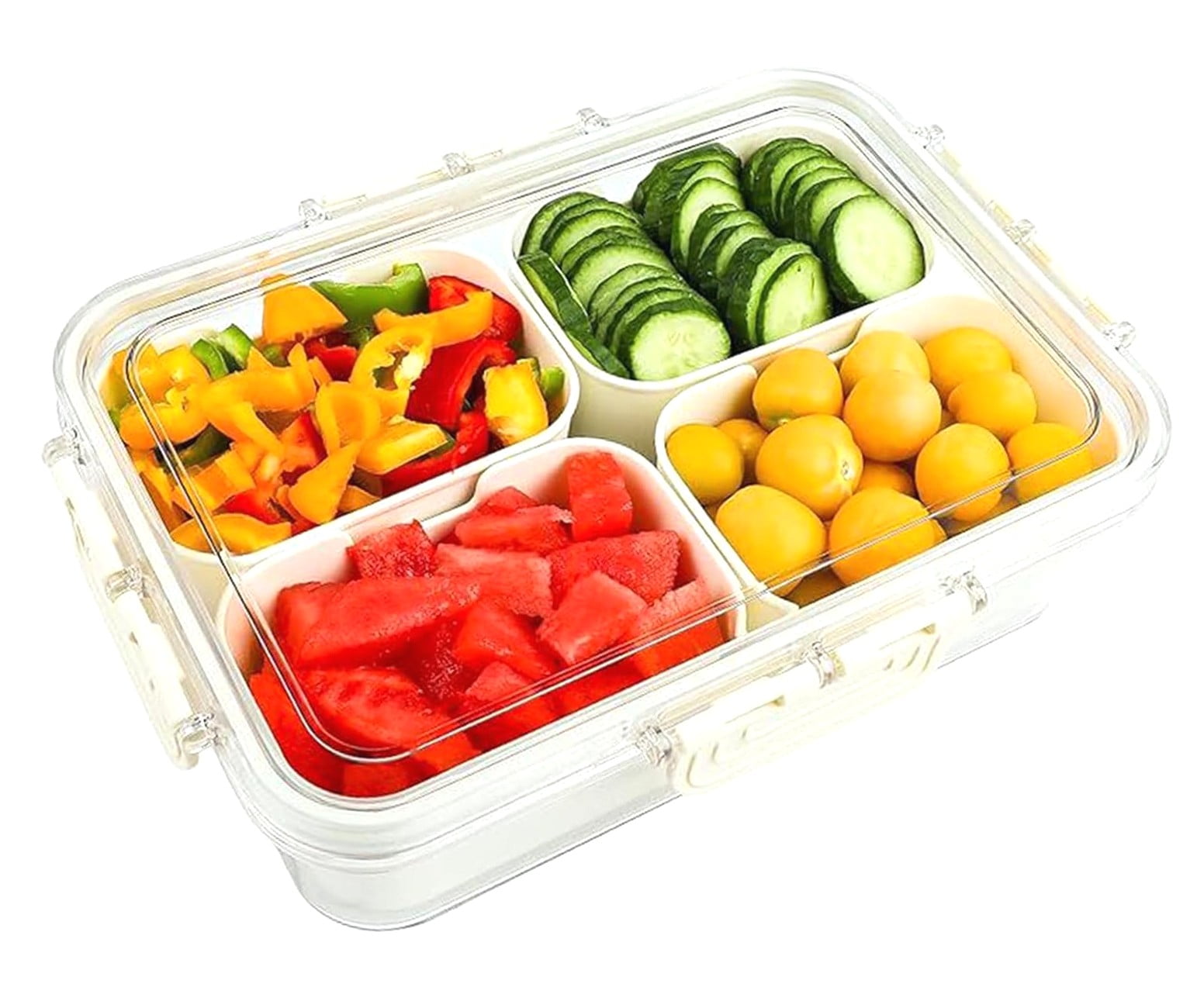 Highcool Plastic Divided Tray with Lid and Handle Charcuterie Container ...
