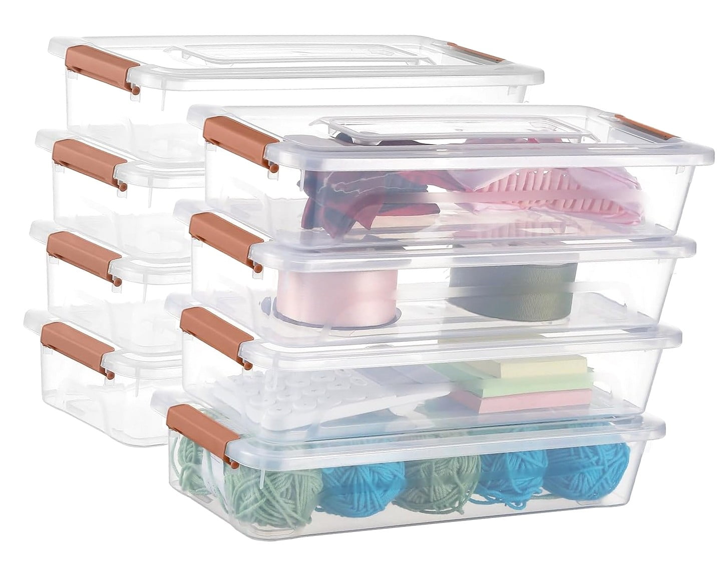 Highcool Plastic Storage Containers Clear Craft Storage Bins with Grey ...