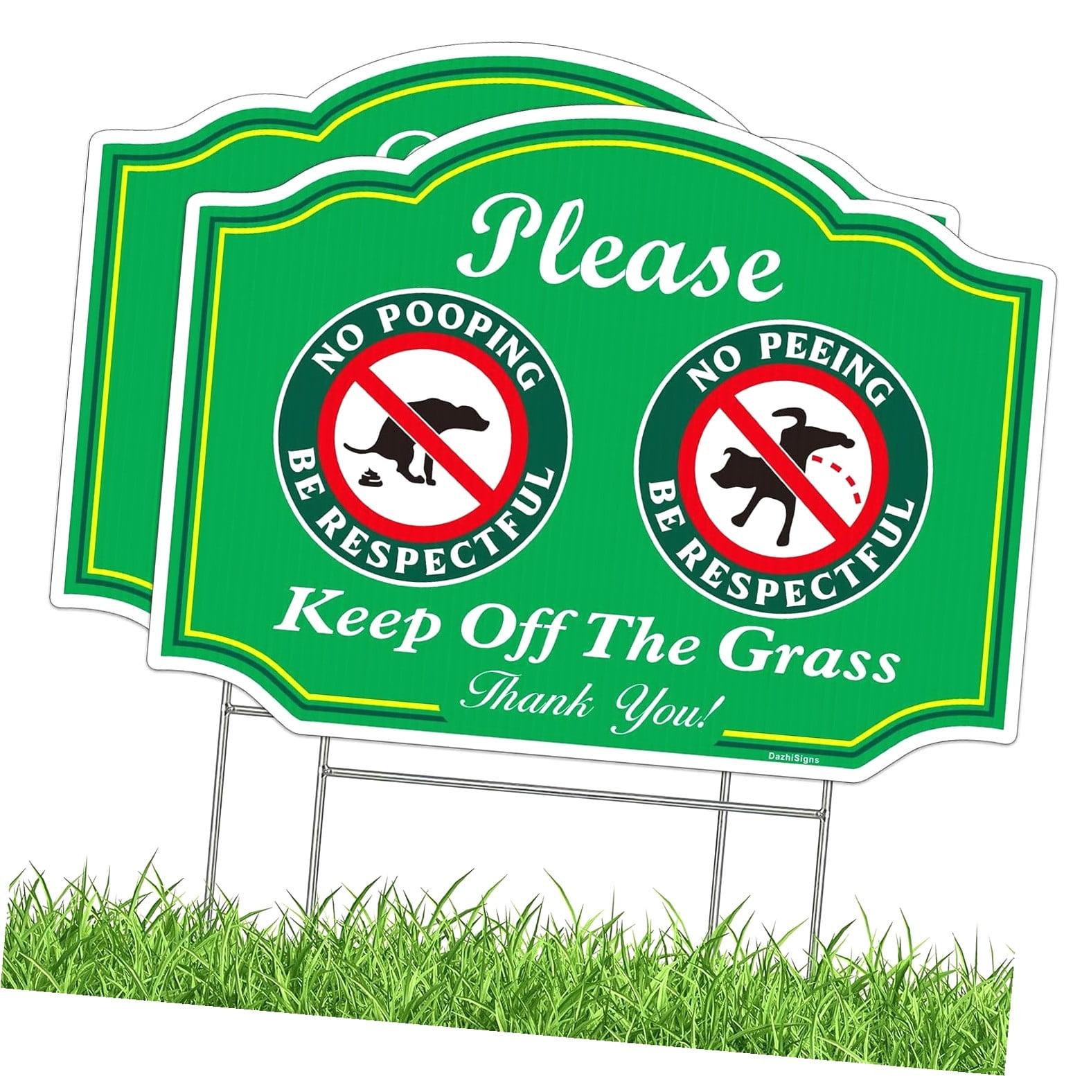 Highcool No Poop or Pee Sign with Stakes, Keep Dogs Off Lawn Sign, 2 ...