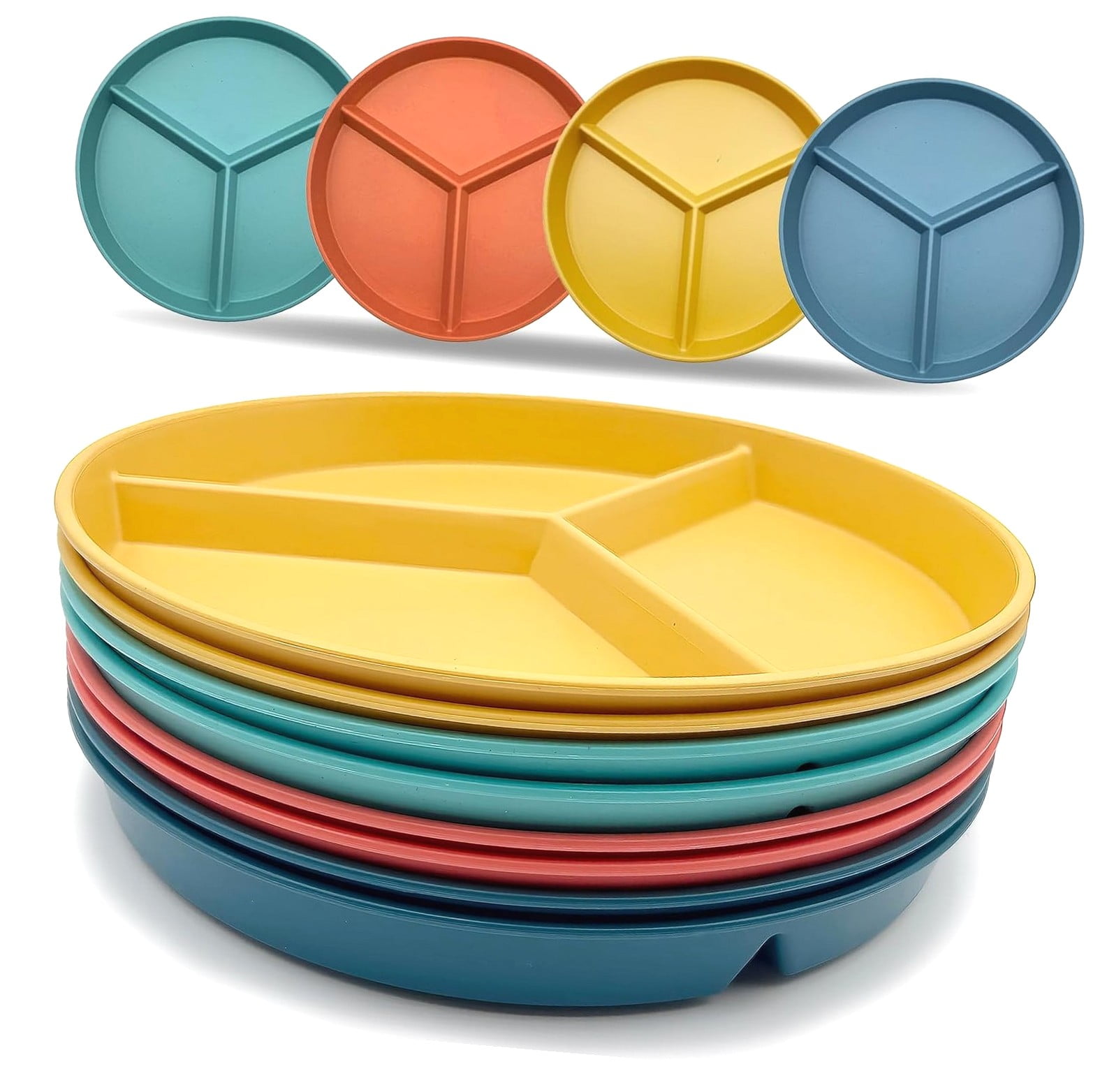 Highcool Portion Control Plate 9.6 Inch 8-Piece, Divided Plates For ...