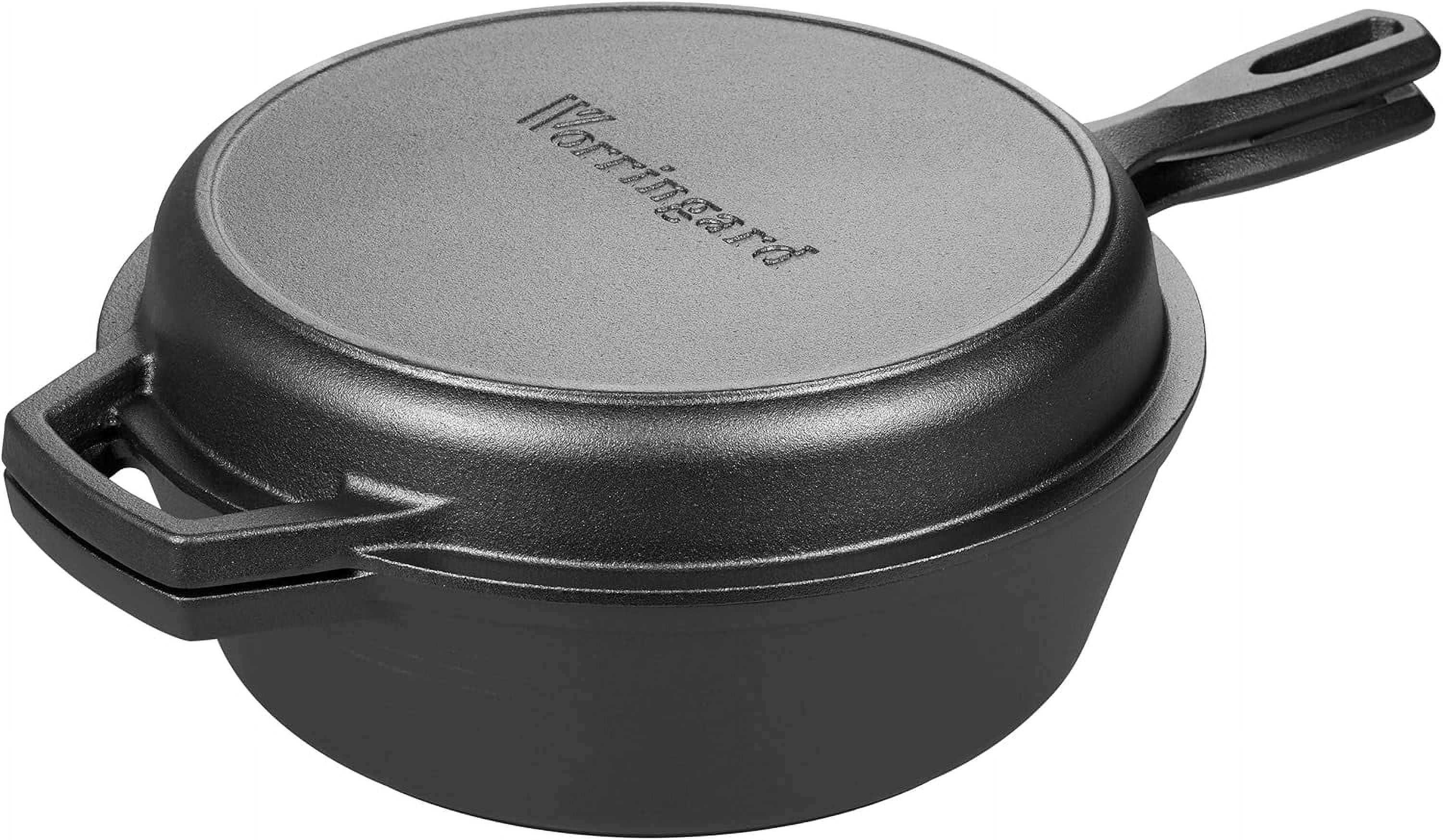 Highcool Pre-seasoned Cast Iron Double Dutch Oven Pot with Skillet Lid ...