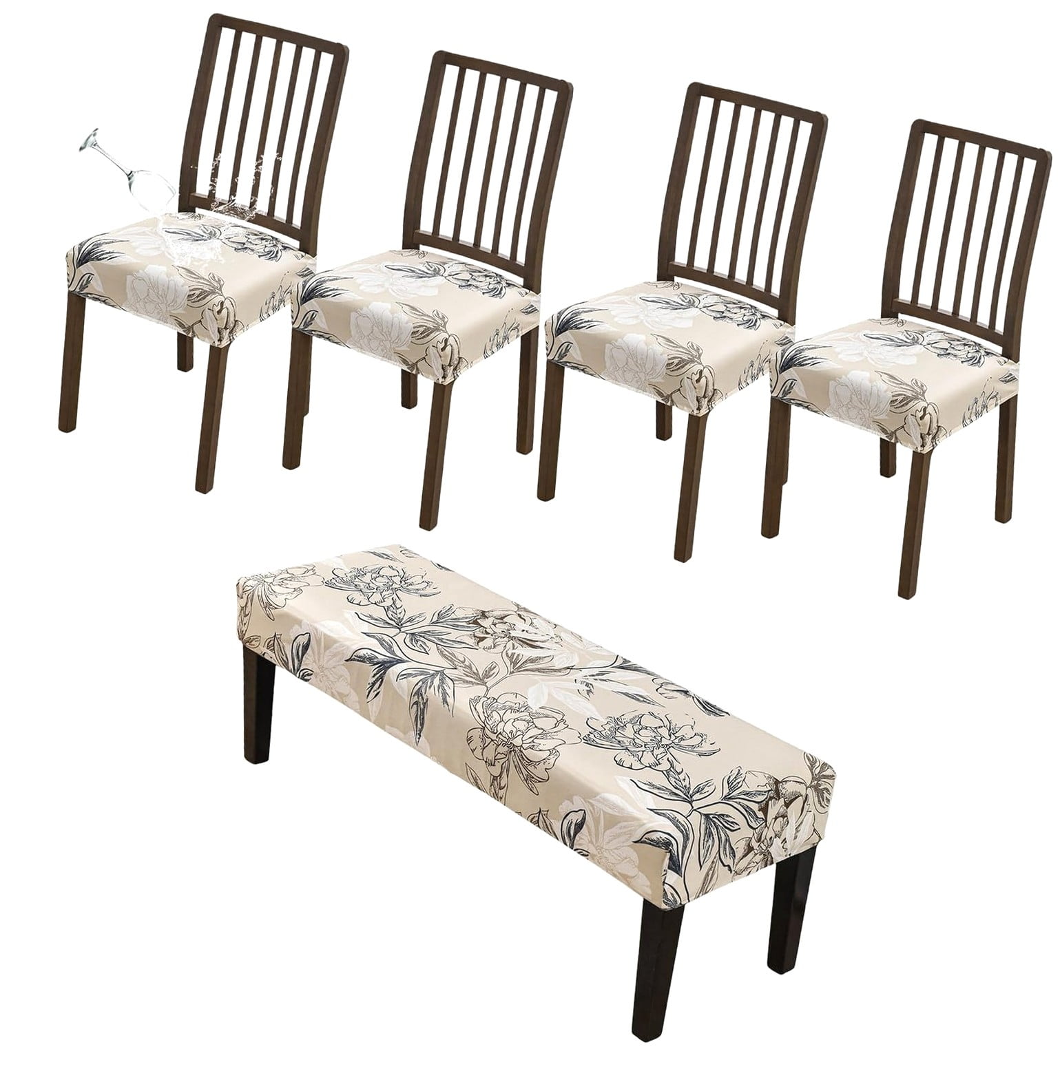 Highcool Printed Dining Room Chairs Seat Covers Set of 4 with Soft ...