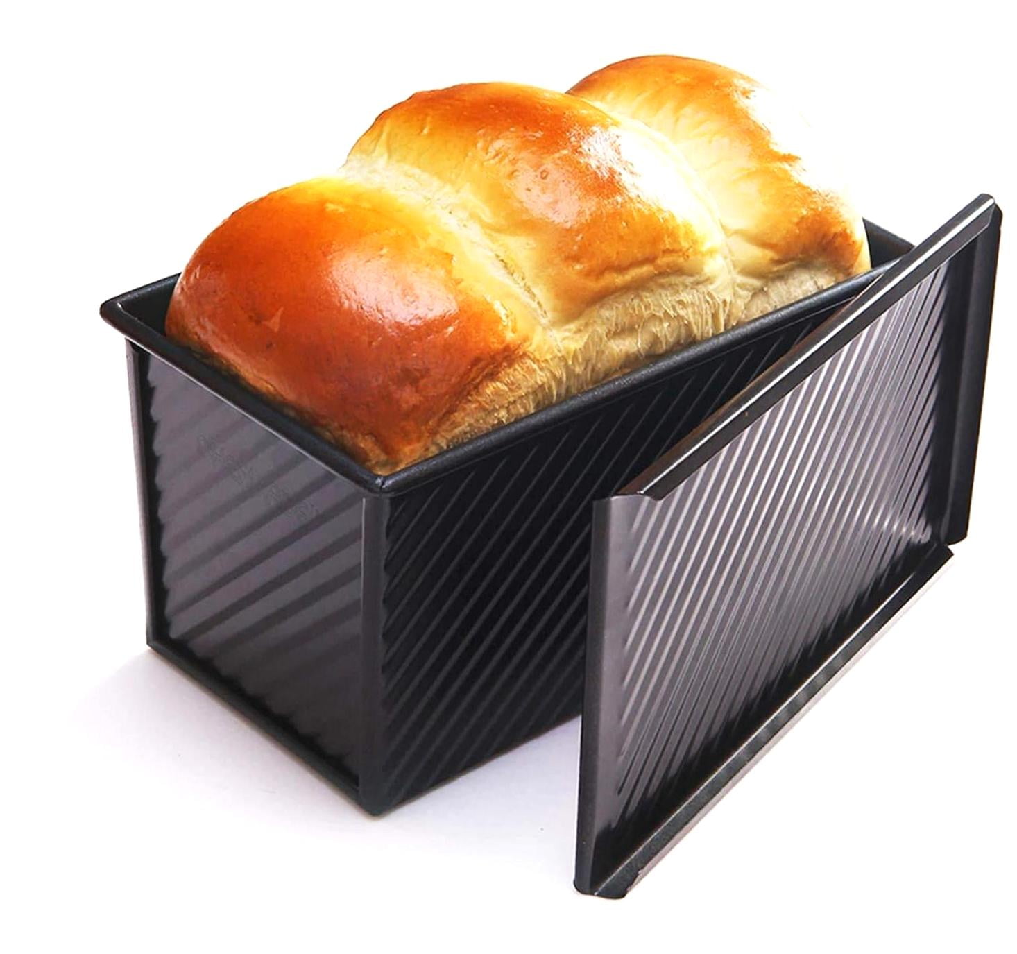 Highcool Pullman Loaf Pan with Lid, 1 lb Dough Capacity Non-Stick Bread ...