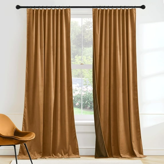 Highcool RYB Bronze Velvet Curtain Panels for Room and Bedroom, Thermal ...