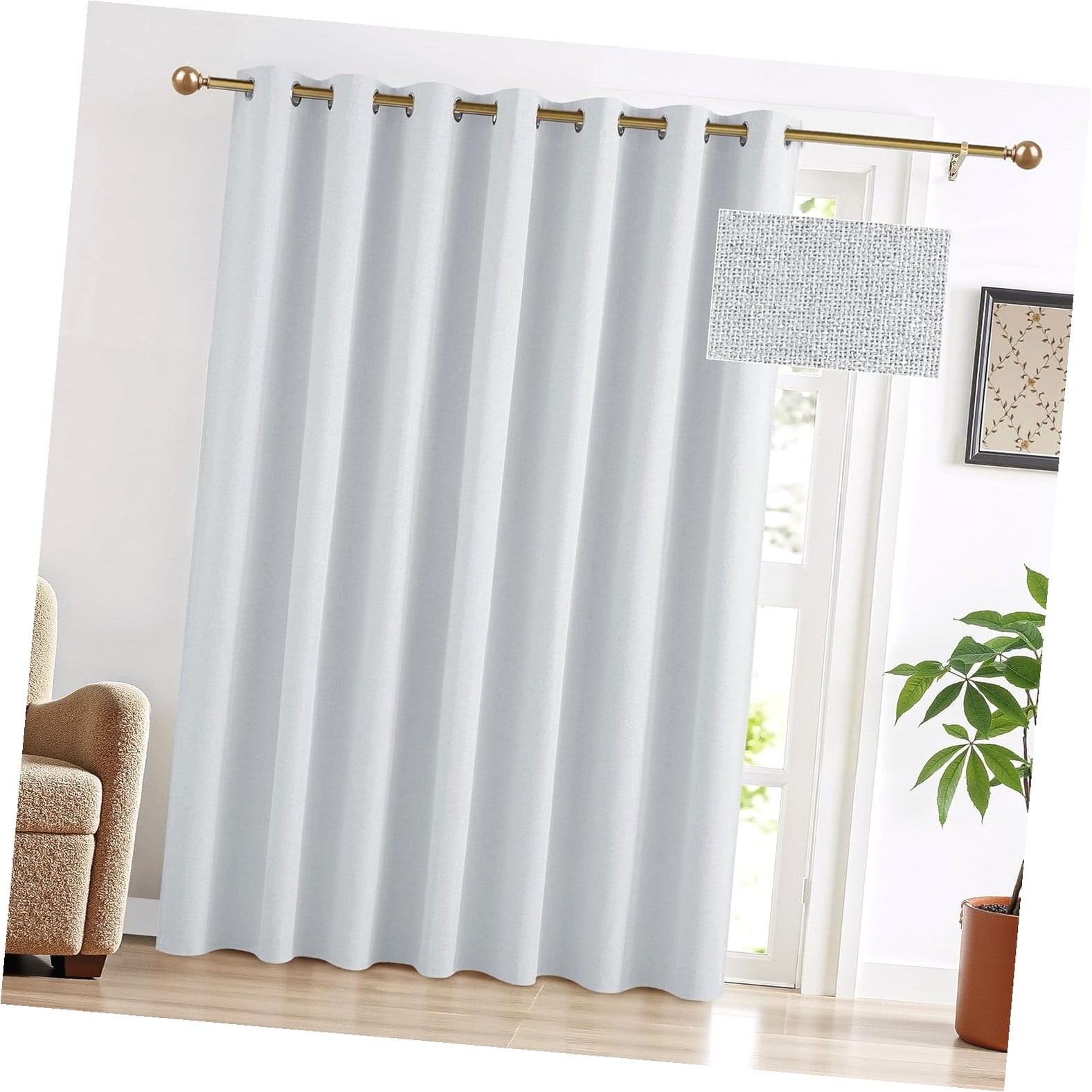 Highcool RYB White Drape Thick Textured Linen Look, 100% Room Divider ...