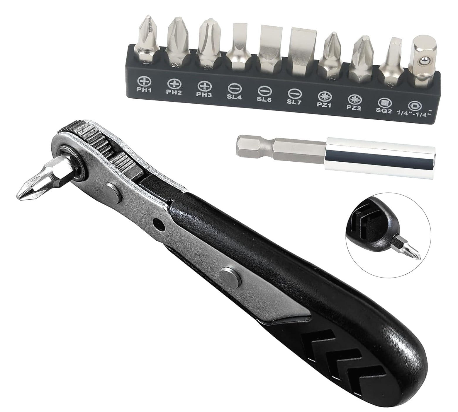 Highcool Ratchet Set 12-Piece 1/4 Right Angle Screwdriver Set Small ...