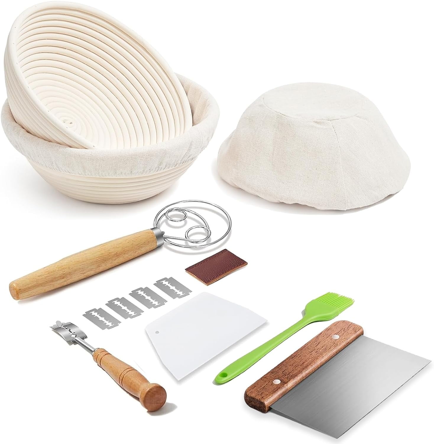 Highcool Rattan Proofing Baskets for Bread | Baskets Bowls with Linen ...