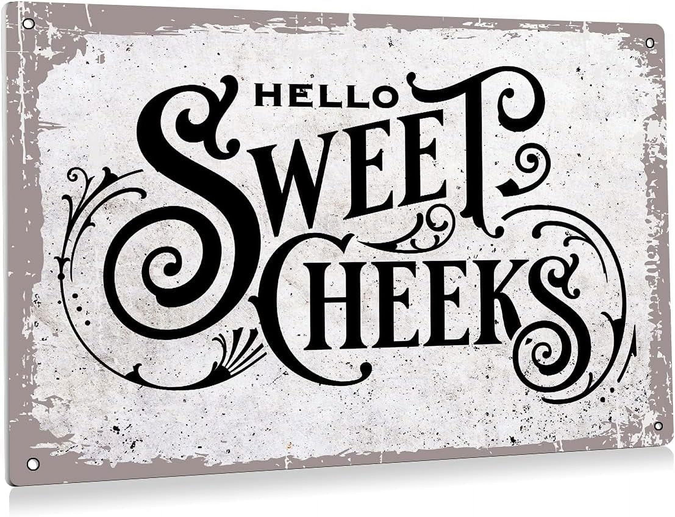 Highcool Retro Hello Sweet Cheeks Bathroom Metal Sign Wall Decor ...