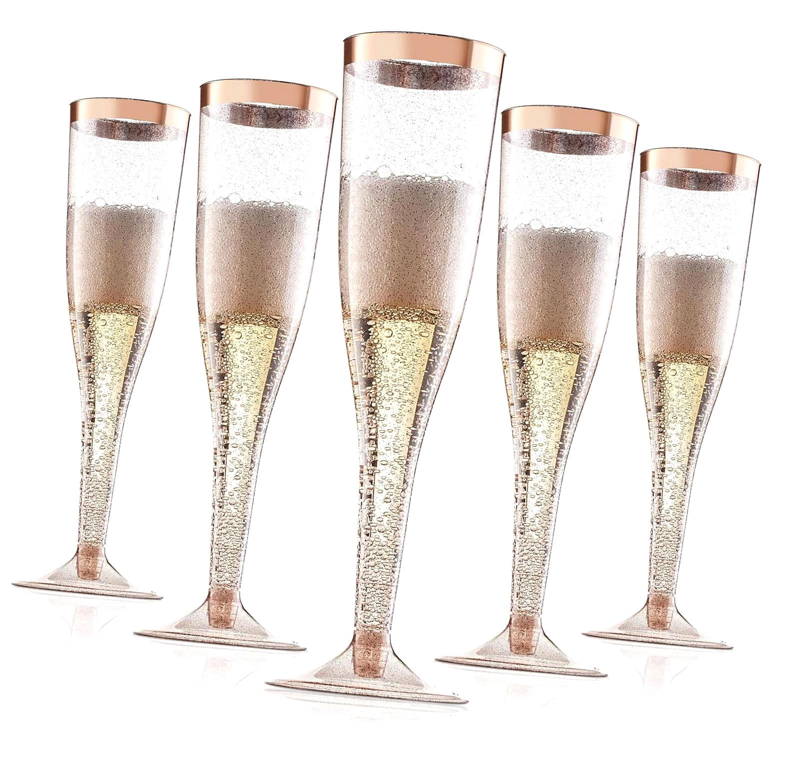 Highcool Rose Plastic Flutes - Glittering Rose Design with Rose-Colored ...