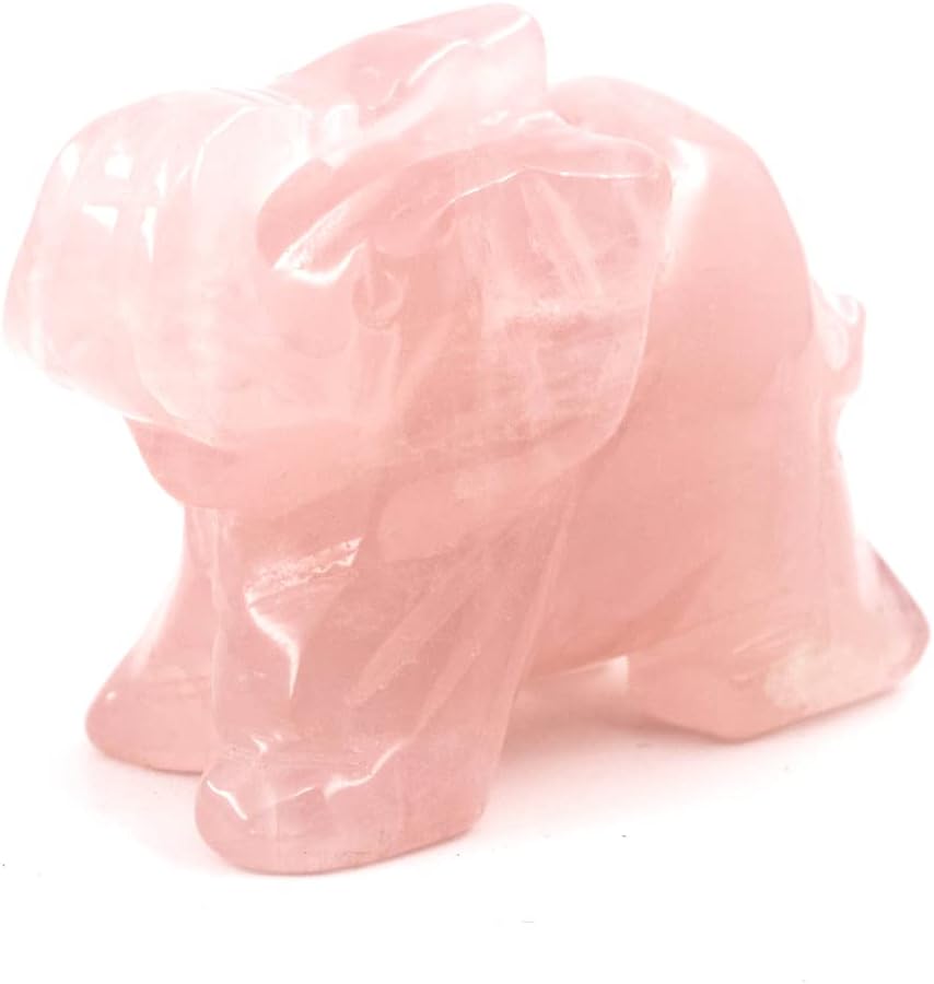 Highcool Rose Quartz Elephant Pocket Figurine Elephant Statue 1.5 inch ...