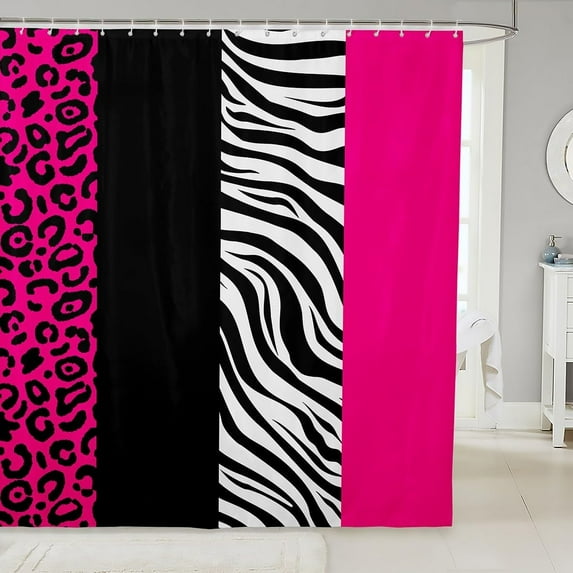 Highcool Rosy Shower Curtain for Bathroom Decoration White Curtain Print Bathroom Cheetah ...