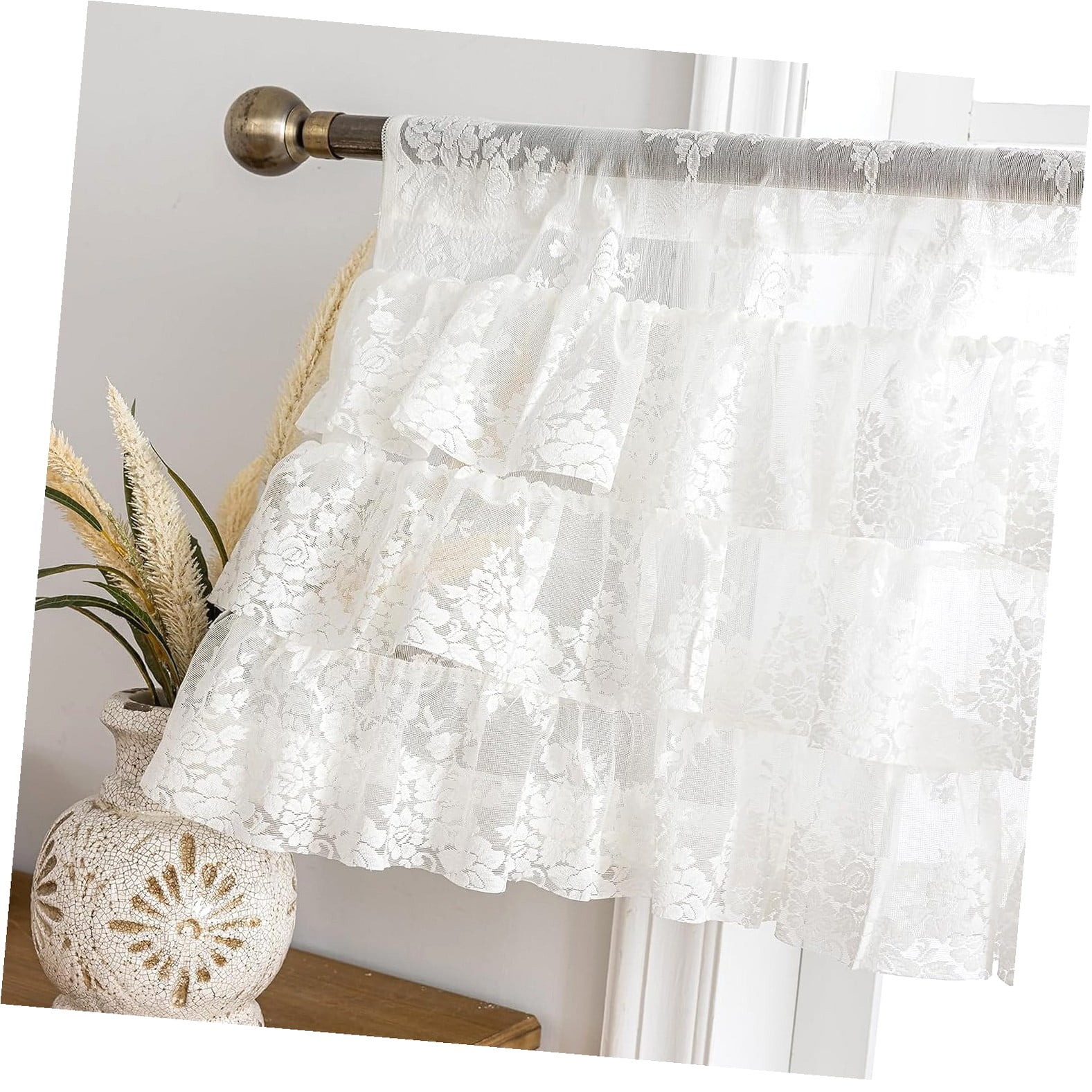Highcool Ruffled Valance for 1 Panel W52 L18 Inch Cottagecore Floral ...