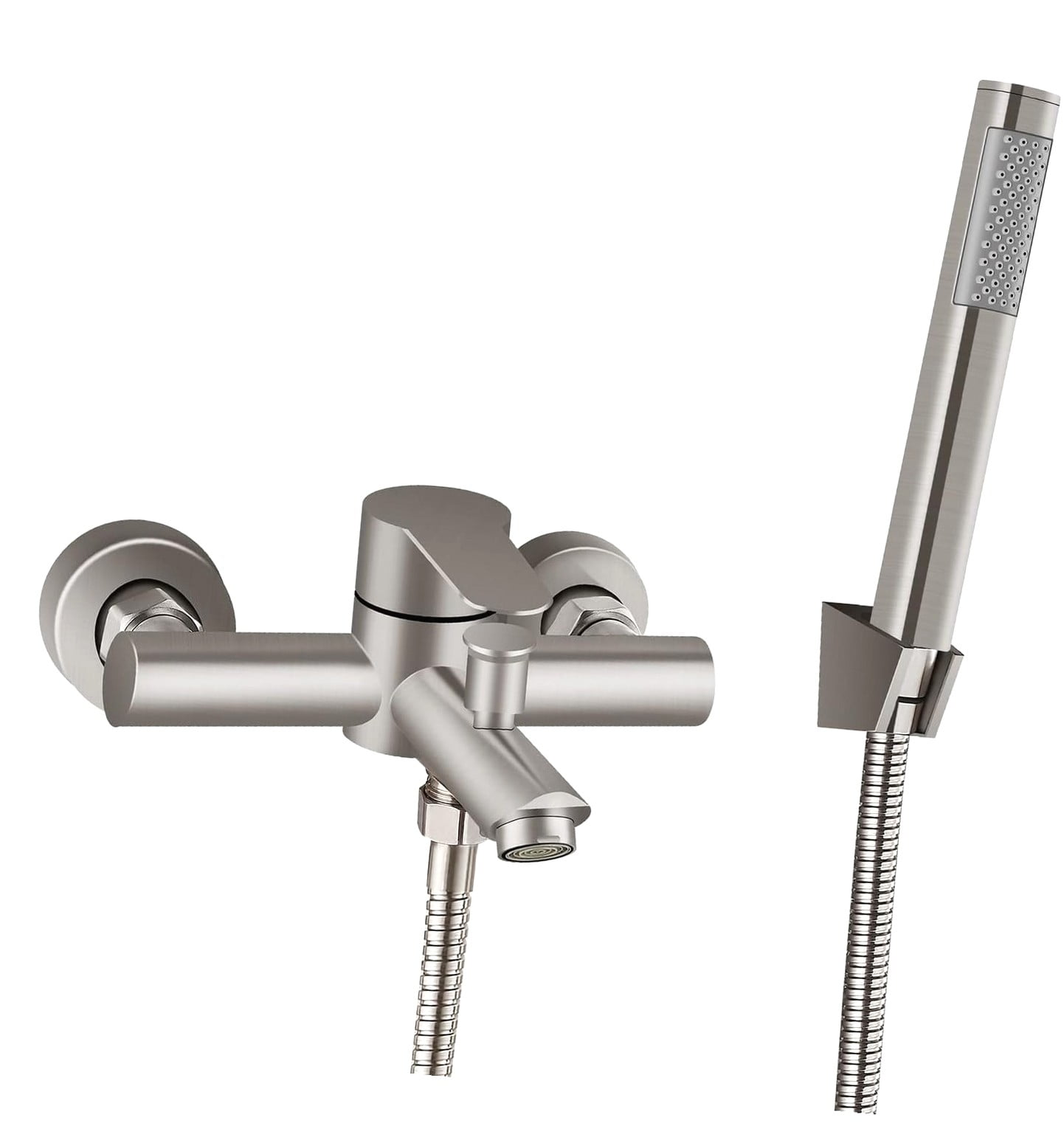 Highcool SUS304 Steel Bathroom Tub Filler Brushed Nickel Wall-Mounted ...