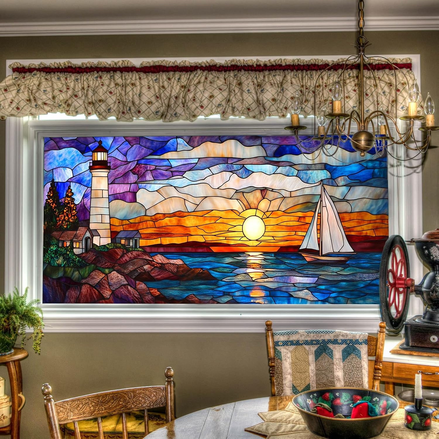 Highcool Sailboat Window Film Ocean Sticker Privacy Window Clings Room ...