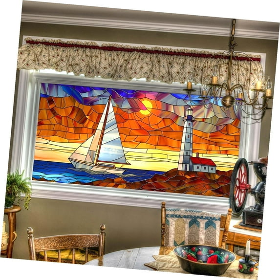Highcool Sailboat Window Film Ocean Sticker Privacy Window Clings Room ...