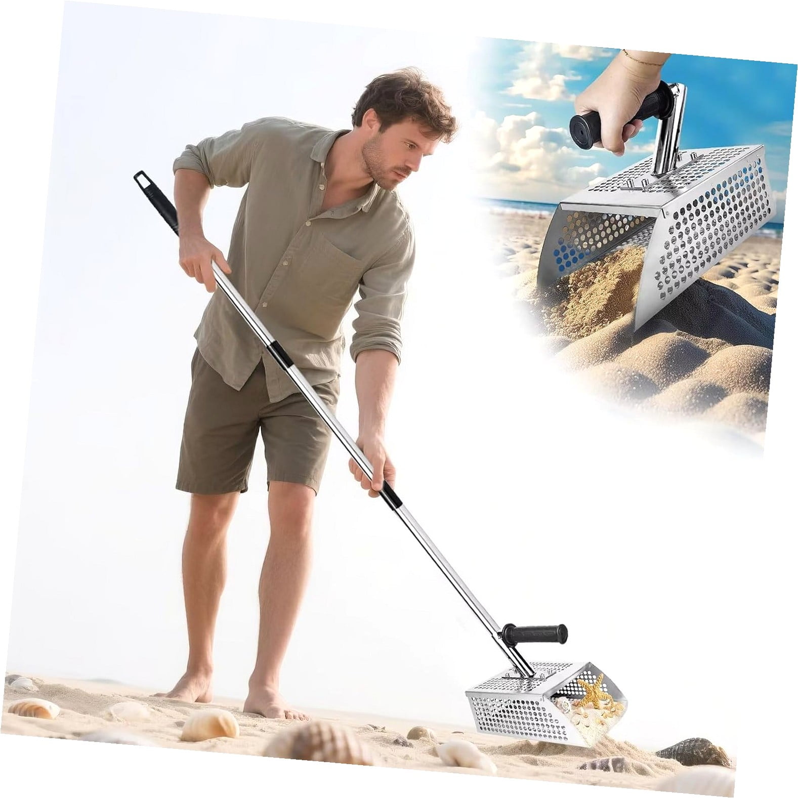 Highcool Sand Sifter for Metal Detecting Metal Detector Sand Flea Rake ...