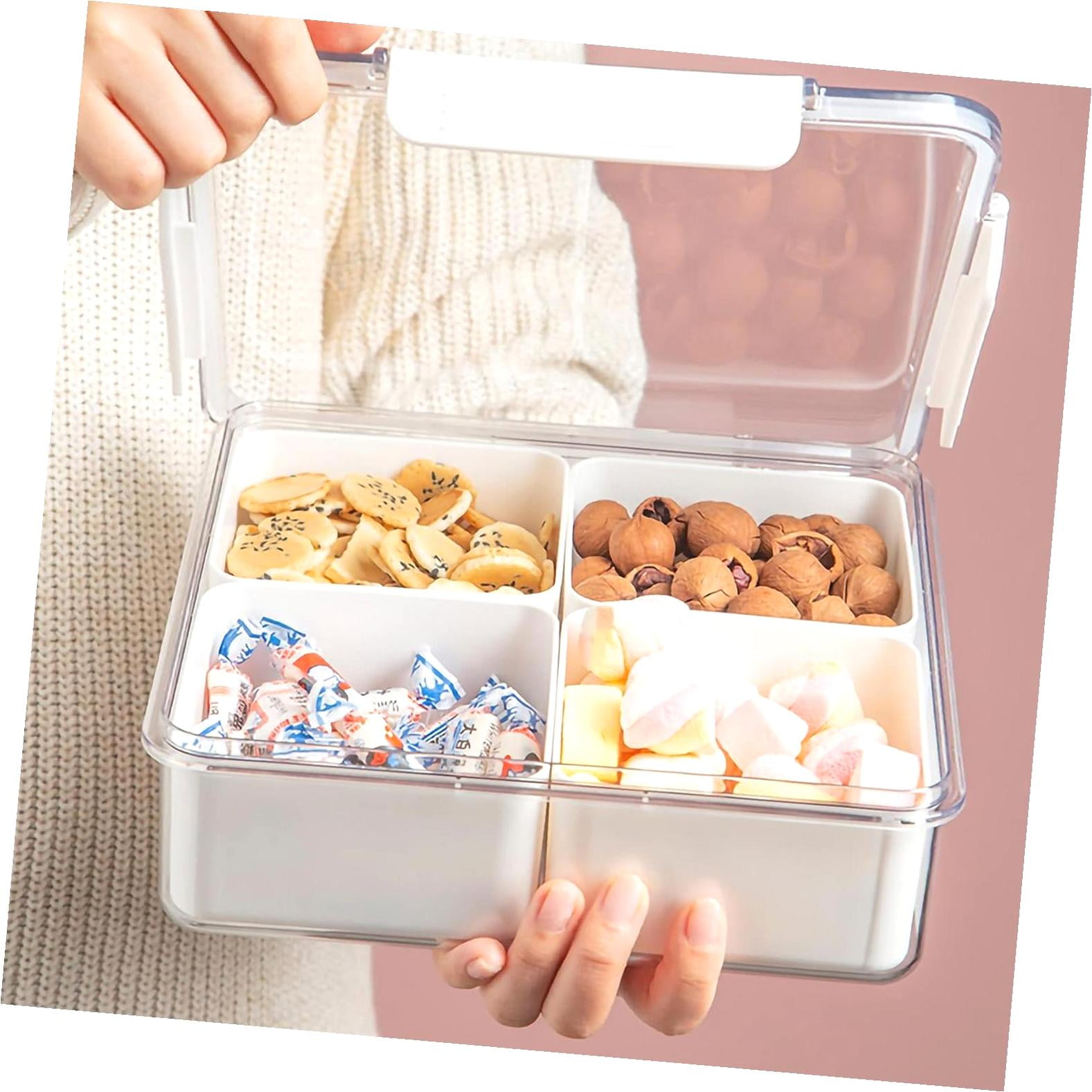 Highcool Sectioned Serving Tray with Cover, 4-Section Vegetable Tray ...