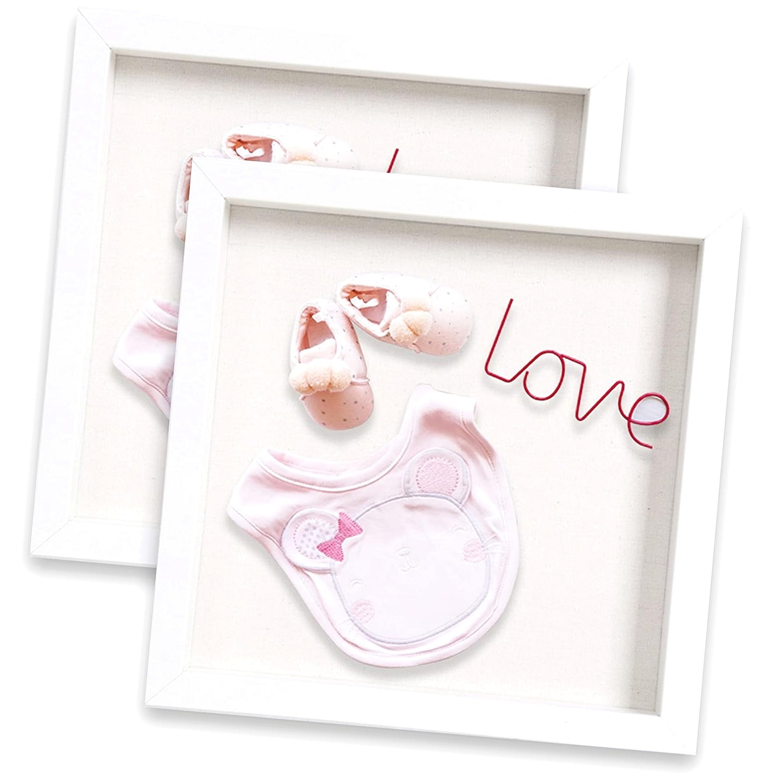 Highcool Set of 2 8x8 Shadow Box Frame in White with Soft Linen Backing ...