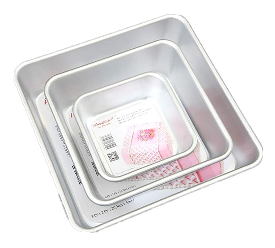 Highcool Set of 3 Anodized Aluminum 3-Tiered Square Cake Pan Set ...