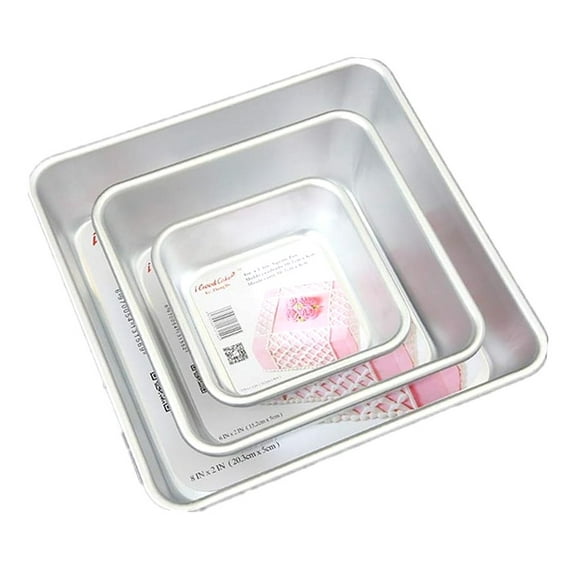 Highcool Set of 3 Anodized Aluminum 3-Tiered Square Cake Pan Set ...
