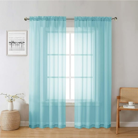 Highcool Sheer Curtains for Room 78 Inches Long 2 Pieces, Dual Rod ...
