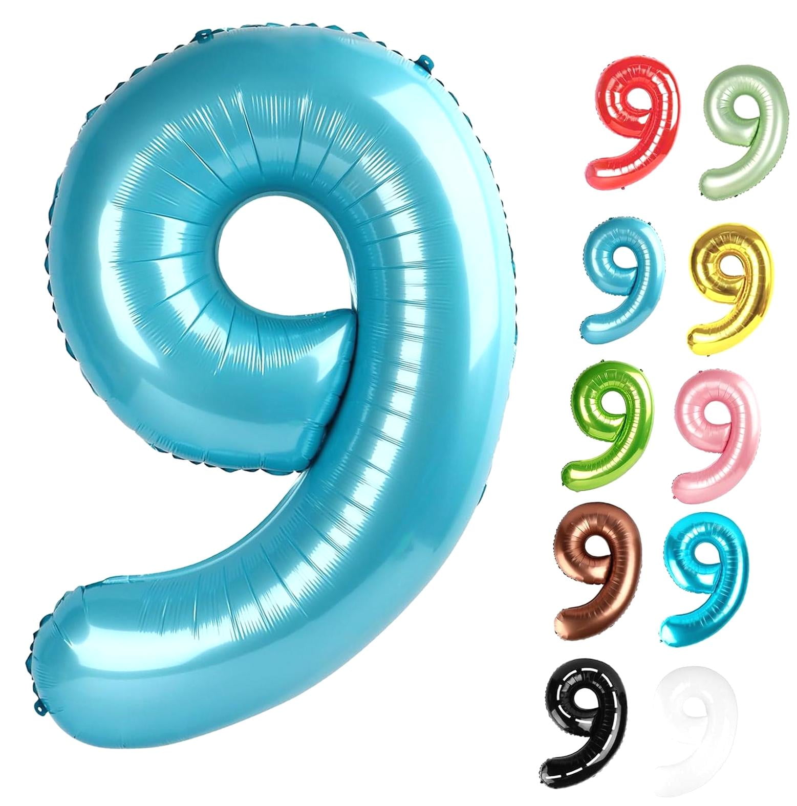 Highcool Shimmering Blue Number 9 Balloon 40 Inch, Ninth Birthday ...