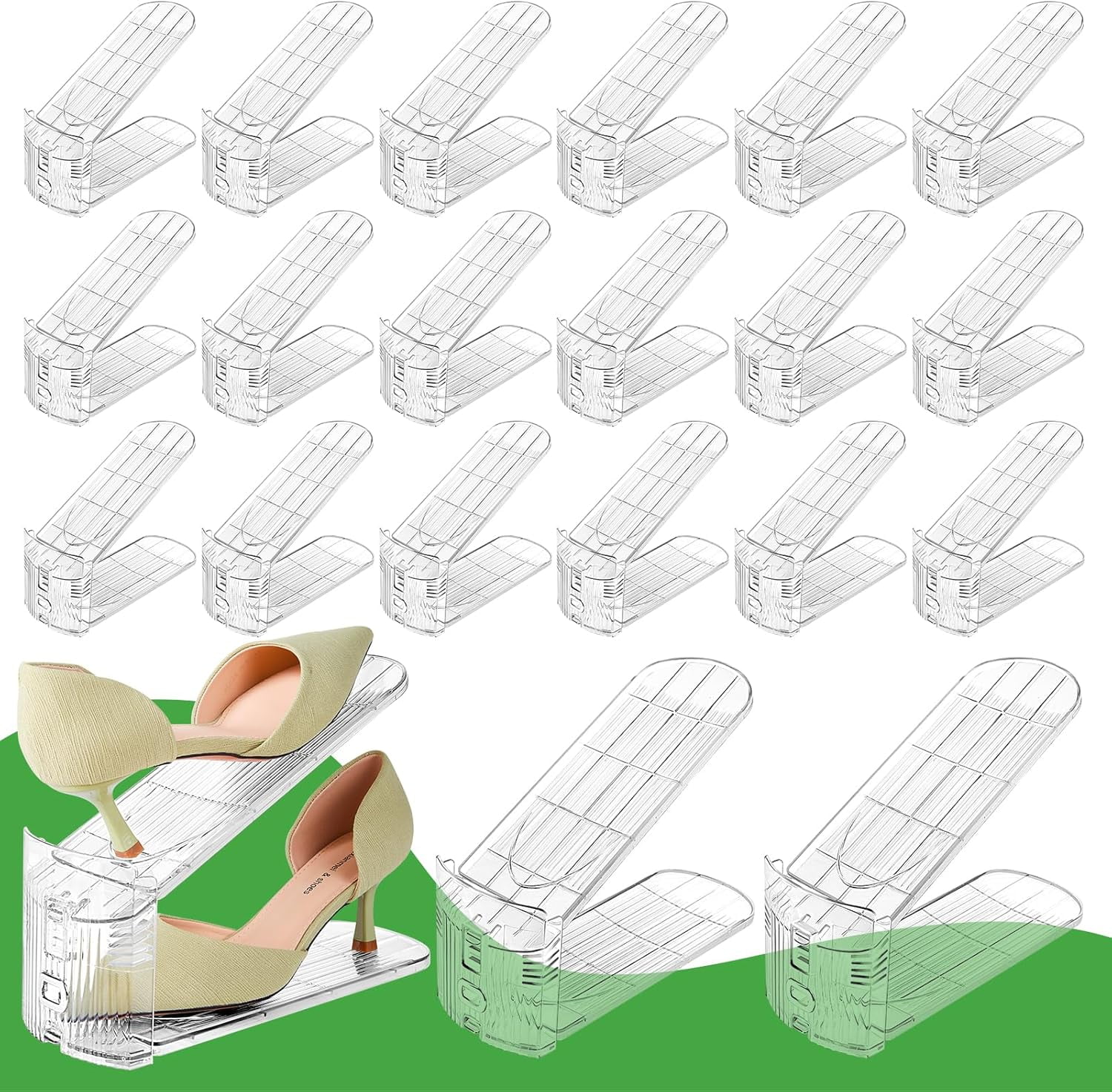 Highcool Shoe Slots Organizer, Clear Shoe Stacker for Closet Shoe Rack ...